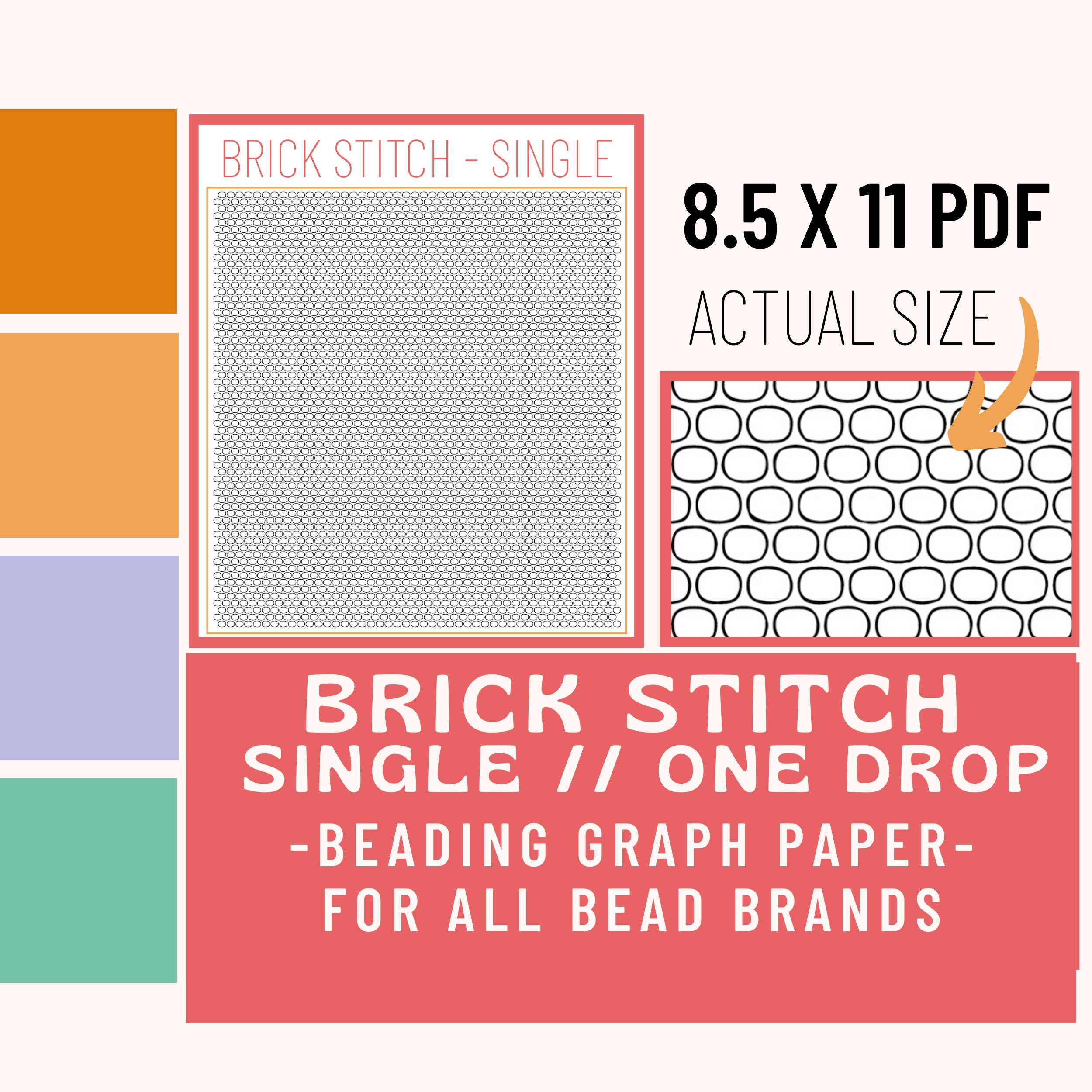 Brick Stitch Beading Graph Paper, Beading Pattern, Beading, Graphing ...