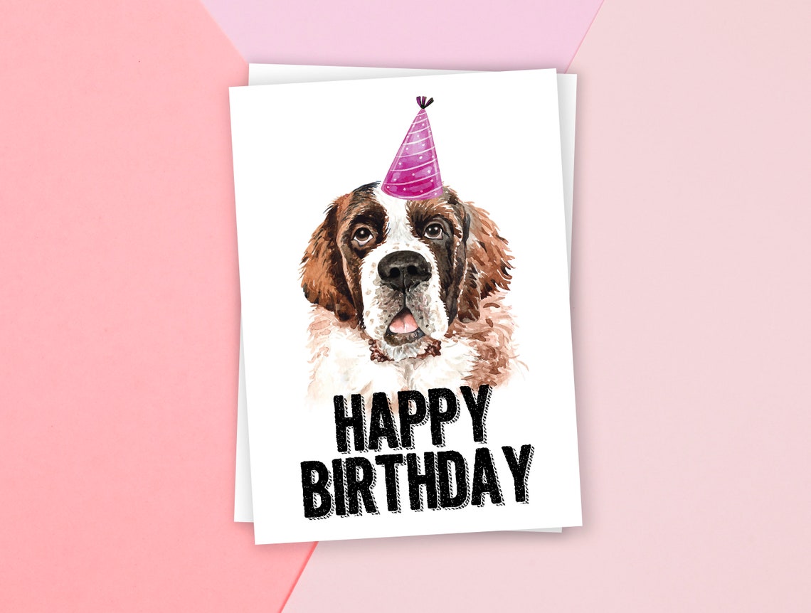 PRINTABLE St Saint Bernard Birthday Card Happy Birthday - Etsy