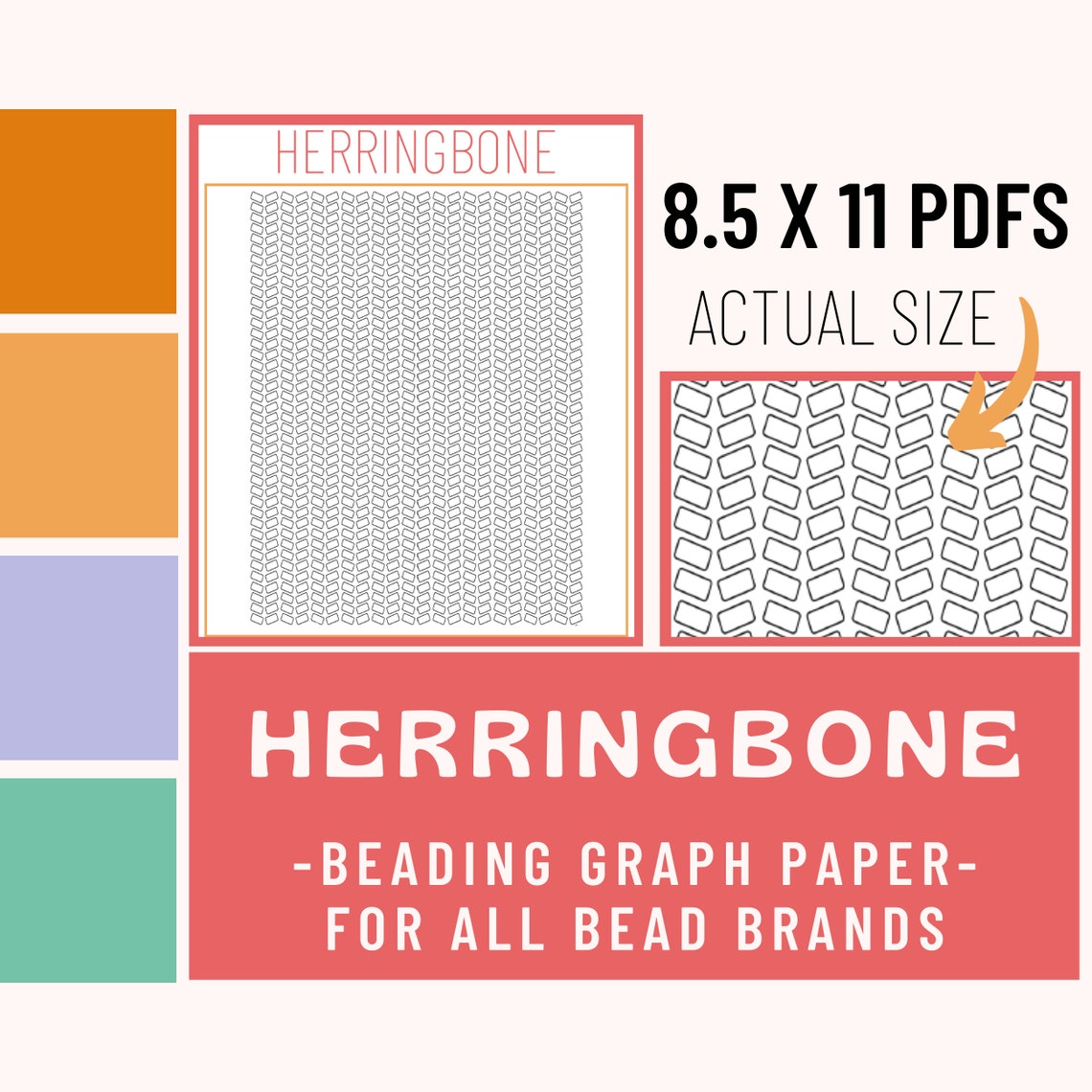 Herringbone Stitch Beading Graph Paper, Beading Pattern, Tutorial ...