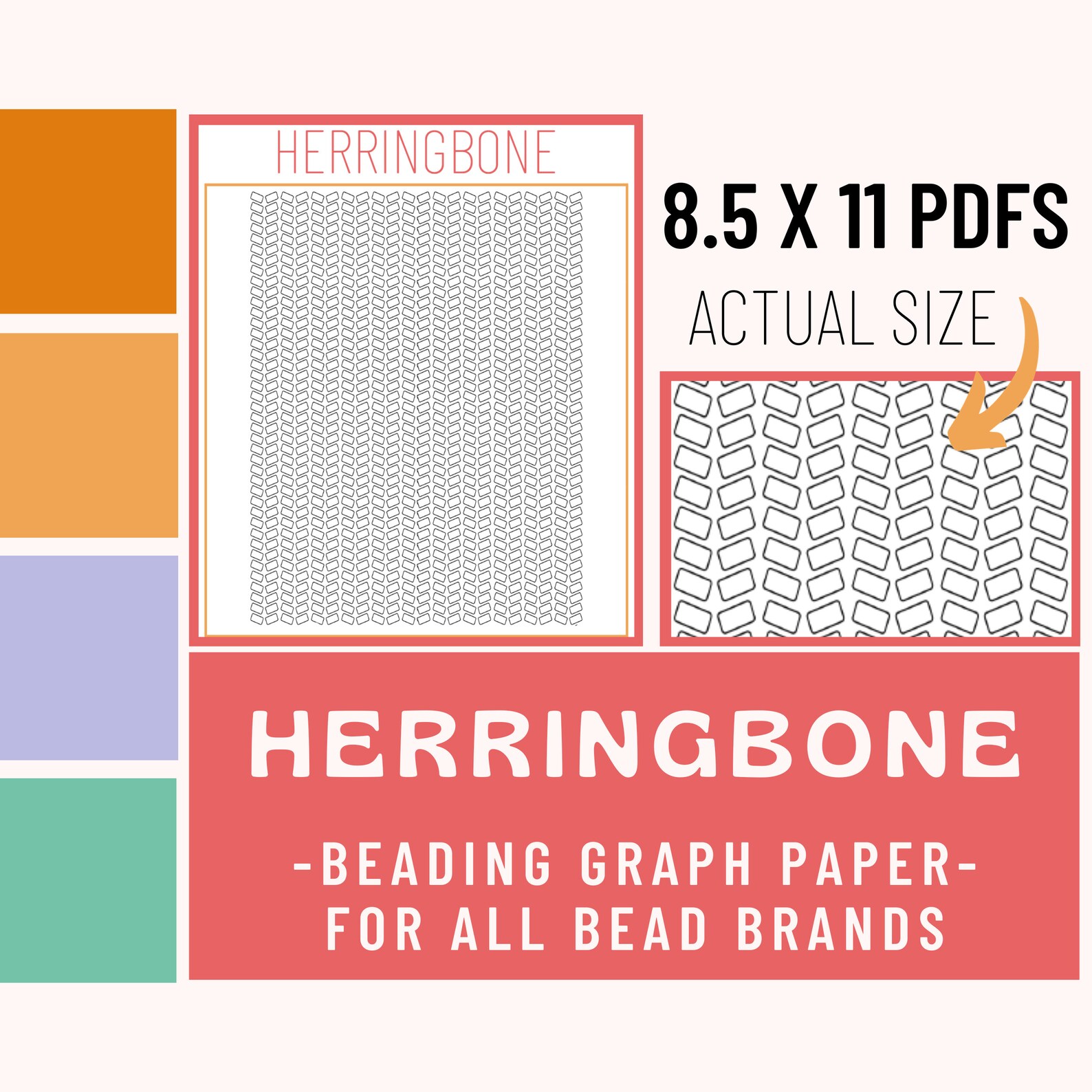 Herringbone Stitch Beading Graph Paper, Beading Pattern, Tutorial ...