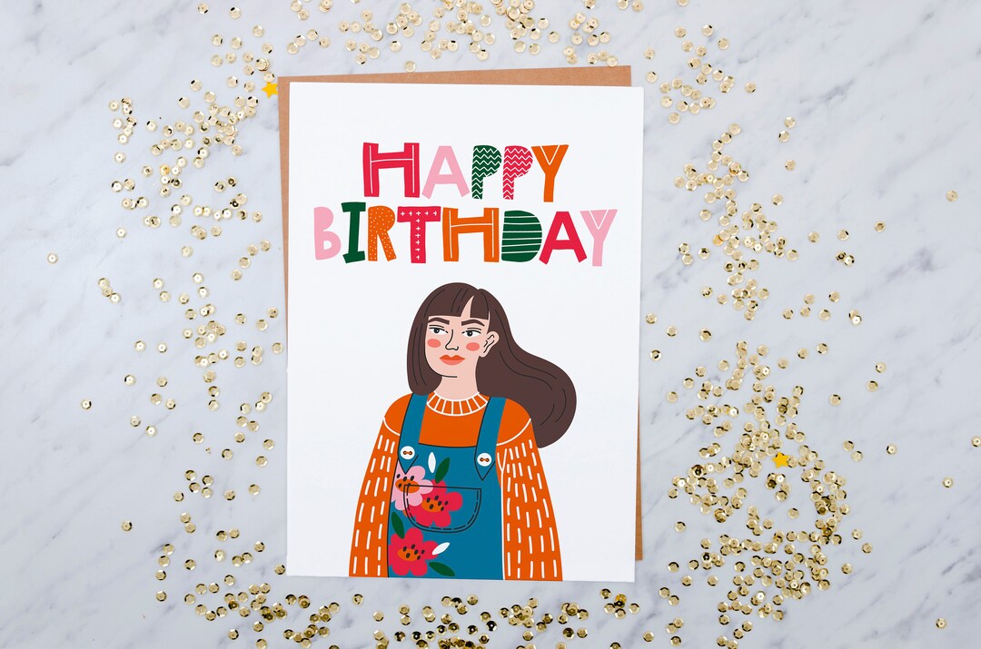 Comfy Birthday, Overalls, cottagecore, comfy for her, birthday card ...