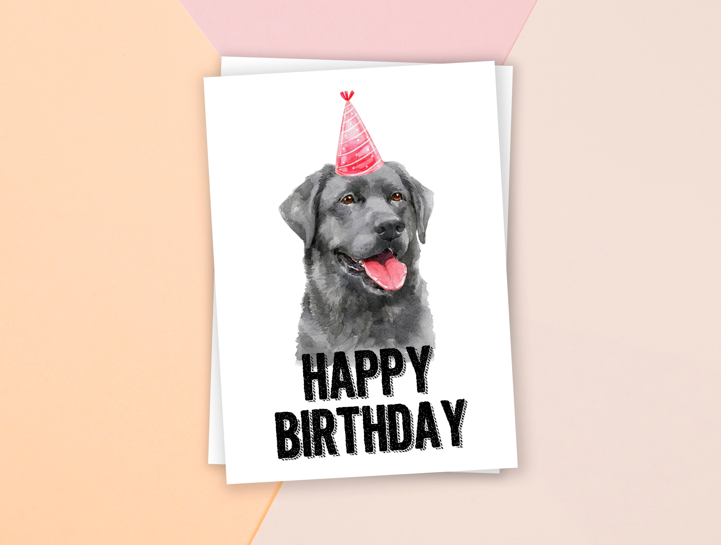 PRINTABLE Black Lab, Birthday Card, Happy Birthday Card, Dog Birthday ...