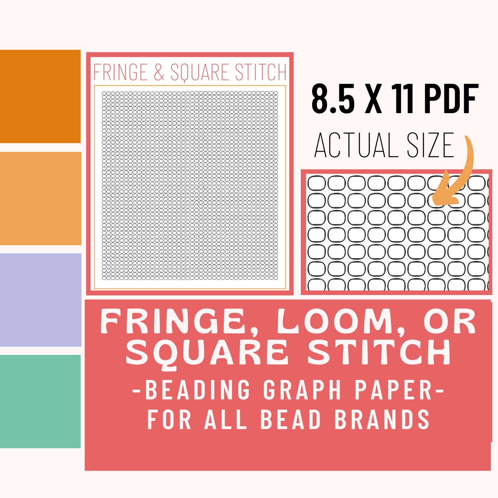 Square Stitch // Loom // Fringe Beading Graph Paper, Pattern, Beading ...