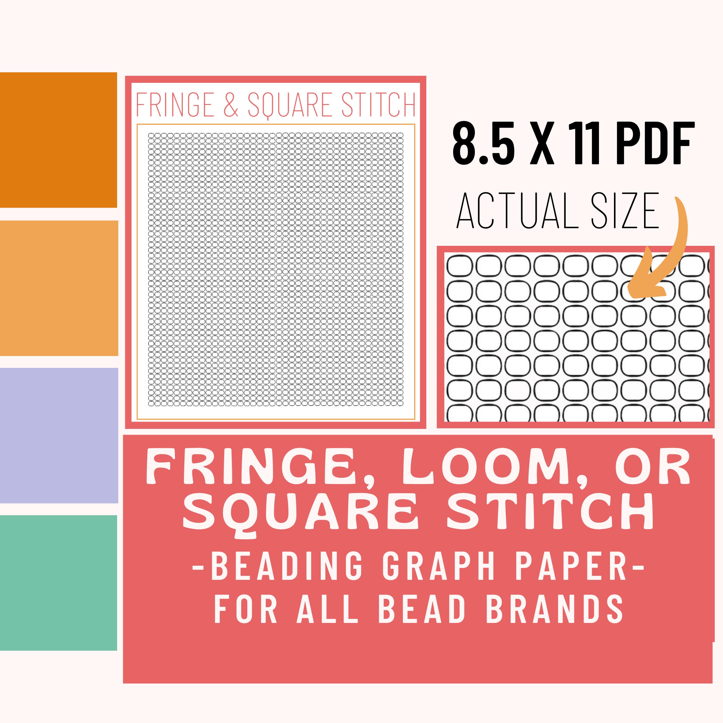 Square Stitch // Loom // Fringe Beading Graph Paper, Pattern, Beading ...
