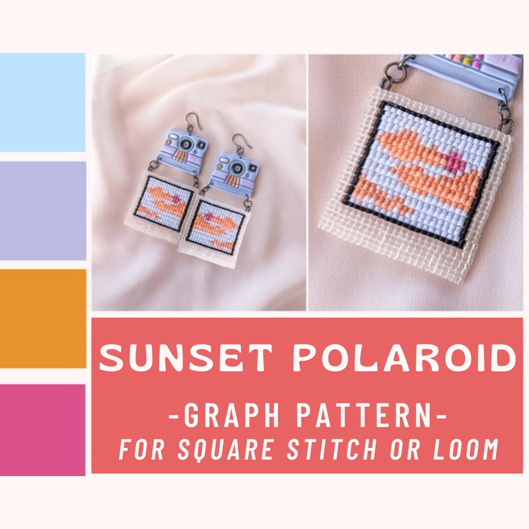 Polaroid Sunset Beaded Pattern, Sky Pattern, Earring Graph, Earring ...