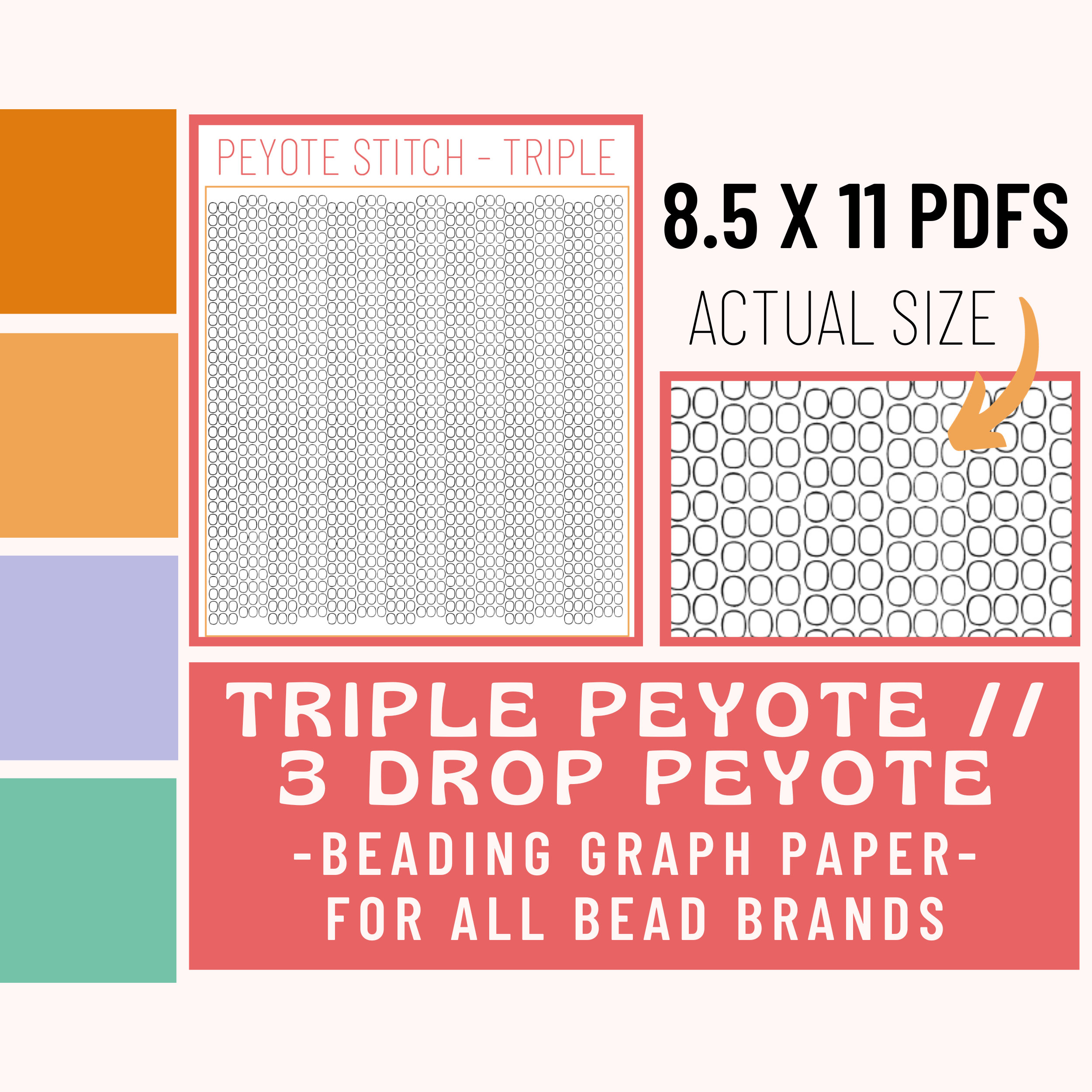 3 Drop // Triple Peyote Stitch Beading Graph Paper, Beading Pattern ...