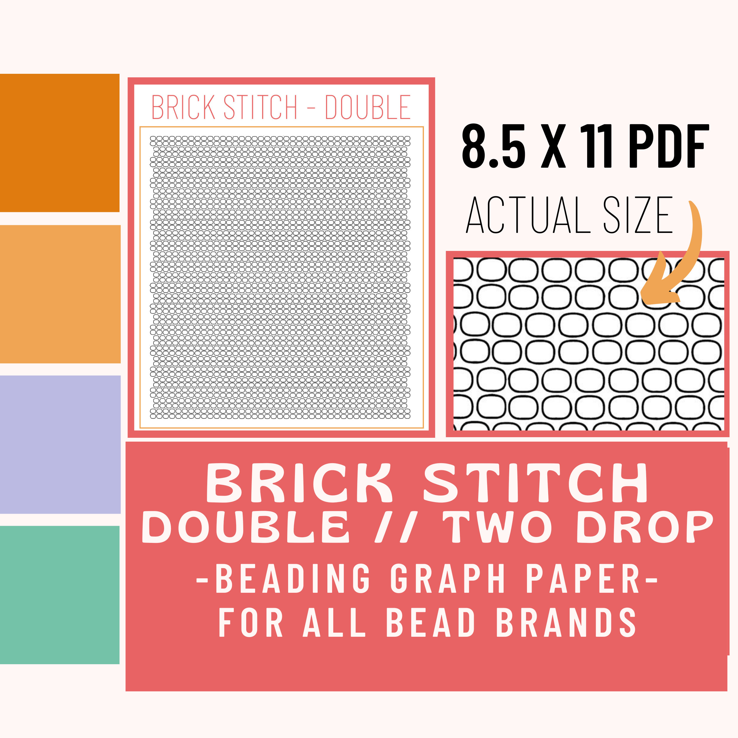 2 Drop // Double Brick Stitch Beading Graph Paper, Beading Pattern ...