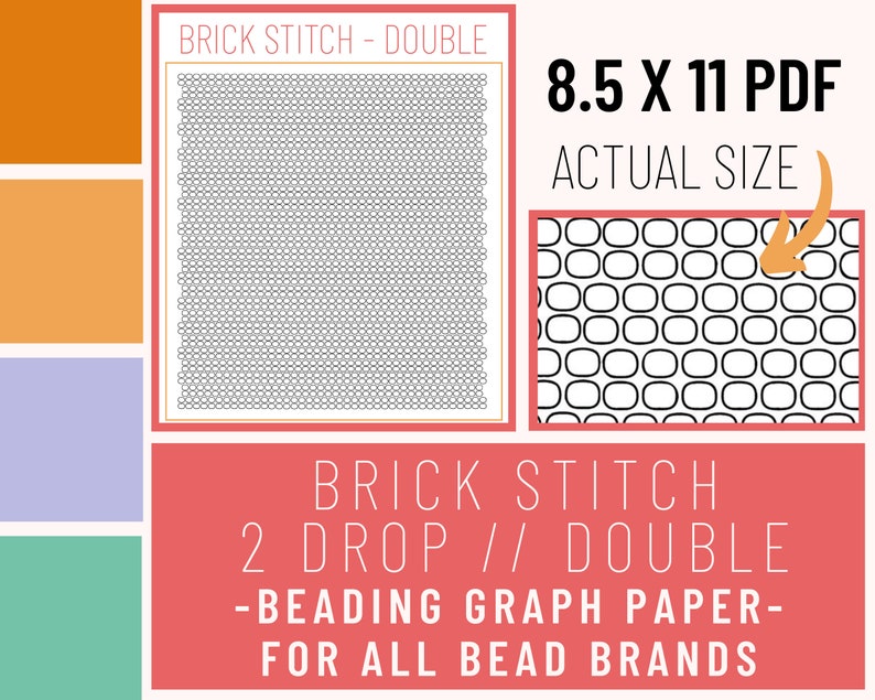 2 Drop // Double Brick Stitch Beading Graph Paper Beading - Etsy