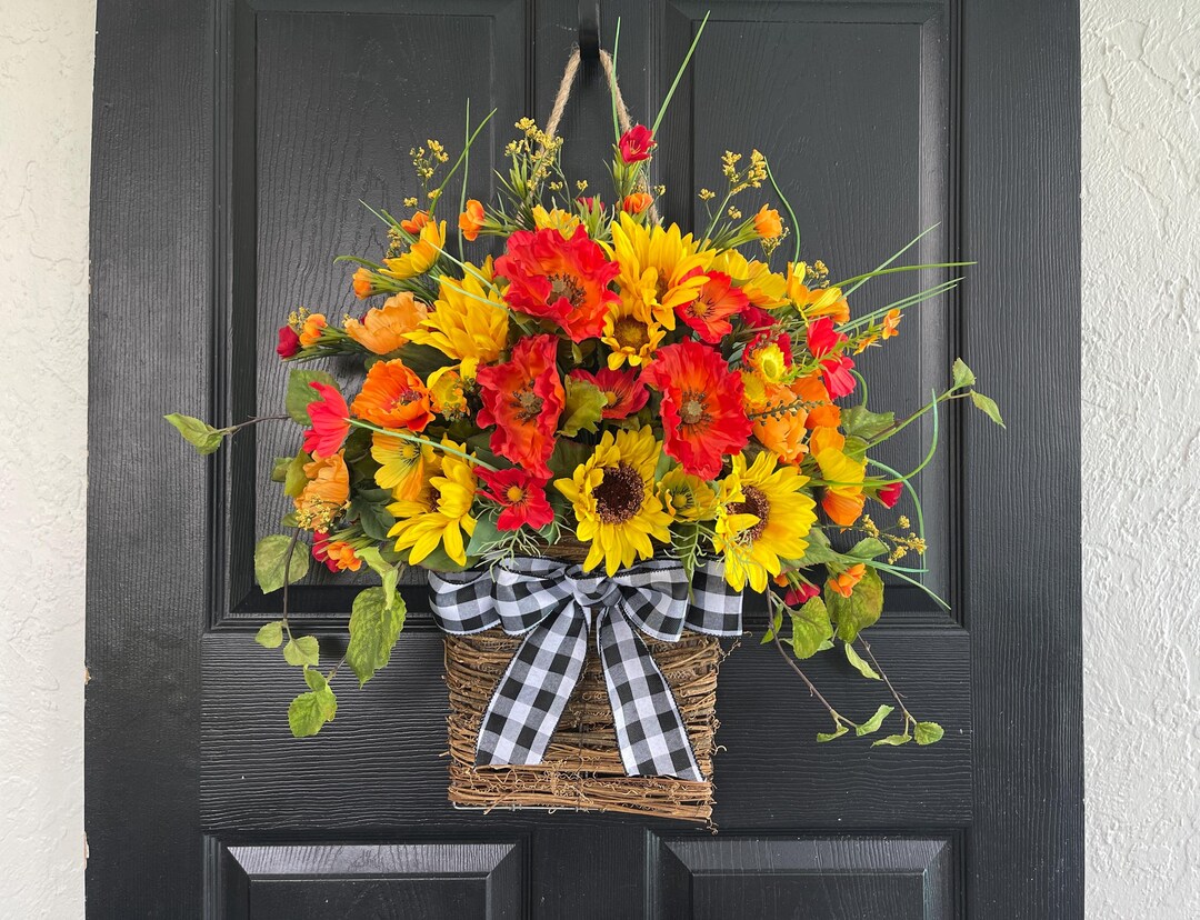 Sunflower Wreath: Summer Spring Door Hanger With Artificial Flowers - Etsy