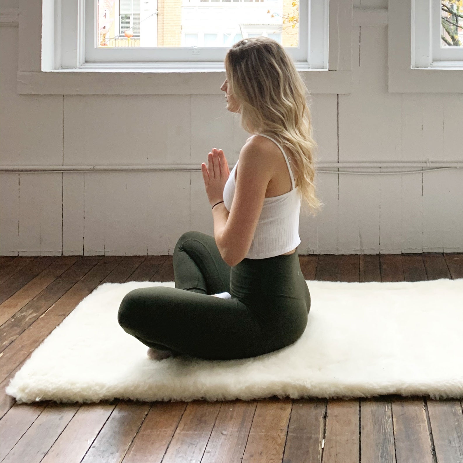 Merino Wool Yoga Mat With Heavy Cotton Backing, Yoga Mat, Grounding ...