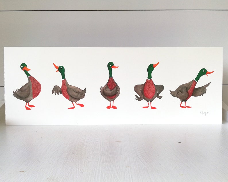 Grumpy Duck Poses Signed Print High Density Inks on High - Etsy