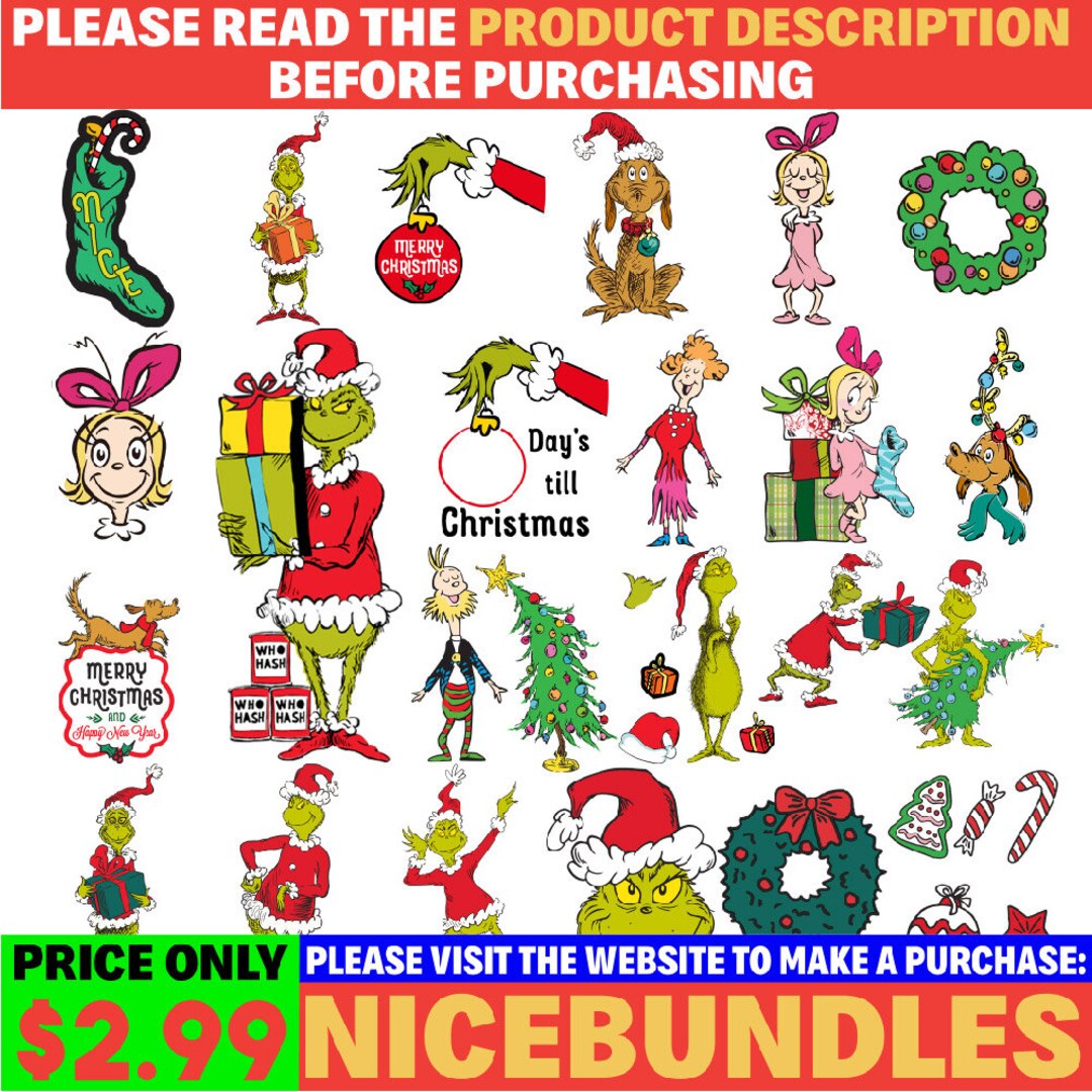 Retro the Grinch Bundle 24 UNIQUE DESIGN Grinch Clipart - Etsy