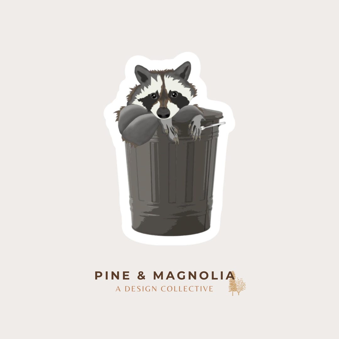 Trash Panda Sticker | 1.36 X 2 Die-cut Vinyl Sticker | Racoon in a ...