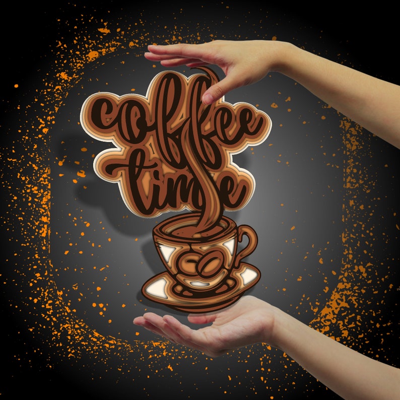 Coffee Time 3D Zentangle Svg Files, Coffe Cup Layered Panel for CNC ...