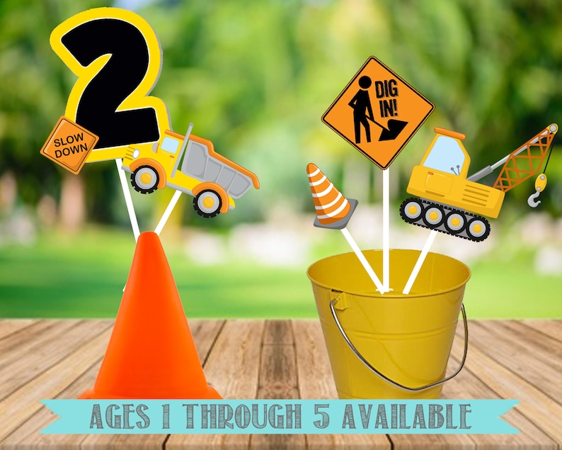 Construction Centerpiece Toppers- Construction Birthday Party-digital ...