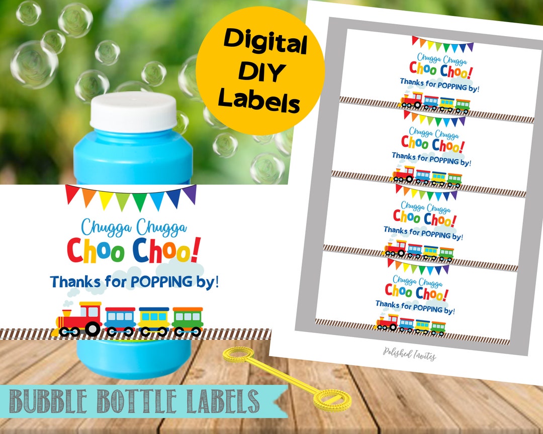 Train Bubble Bottle Labels- Train Birthday Party-train Birthday Party ...