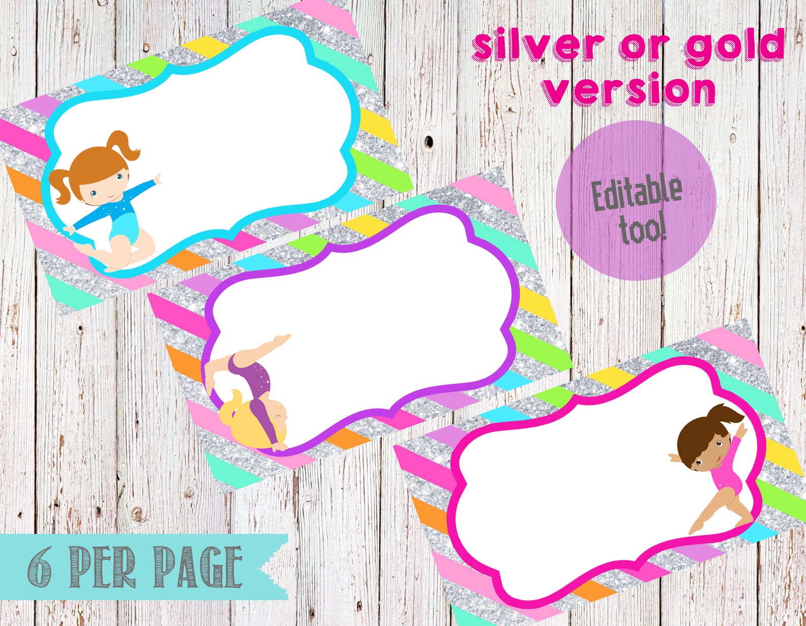 Gymnastics Blank Food Tent Cards Labels- Editable- Gymnastics Birthday ...