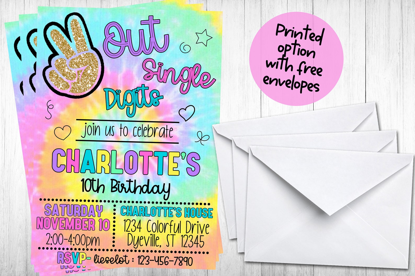 Tie Dye Birthday Party Invitation Tie Dye Invitation Tie Dye - Etsy