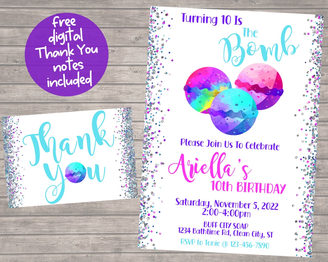 Bath Bomb Invitation Bath Bomb Birthday Invitation Bath Bomb Party ...