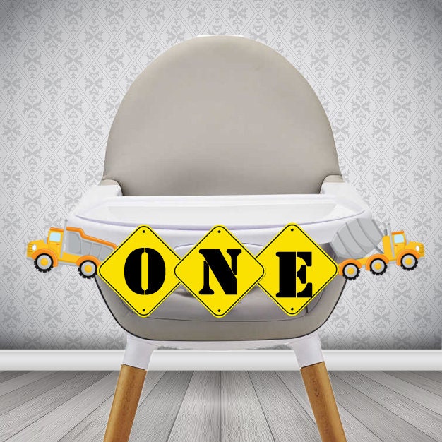 Construction High Chair Banner Construction First Birthday - Etsy