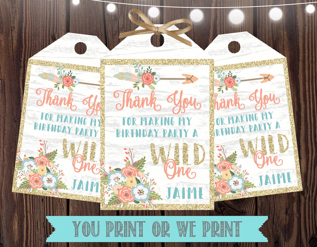 Girls Wild One Favor Tags Wild One Thank You Tags Wild One First ...