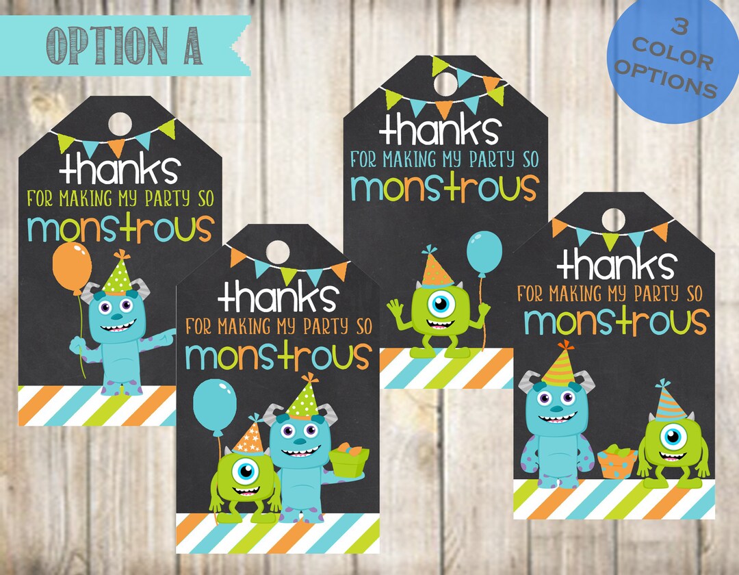 Monsters Favor Tags- Monsters Thank You Tags- Monsters Birthday-instant ...