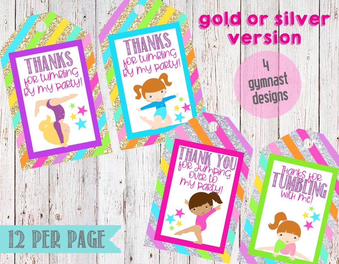 Gymnastics Favor Tags- Gymnastics Thank You Tags- Gymnastics Birthday ...