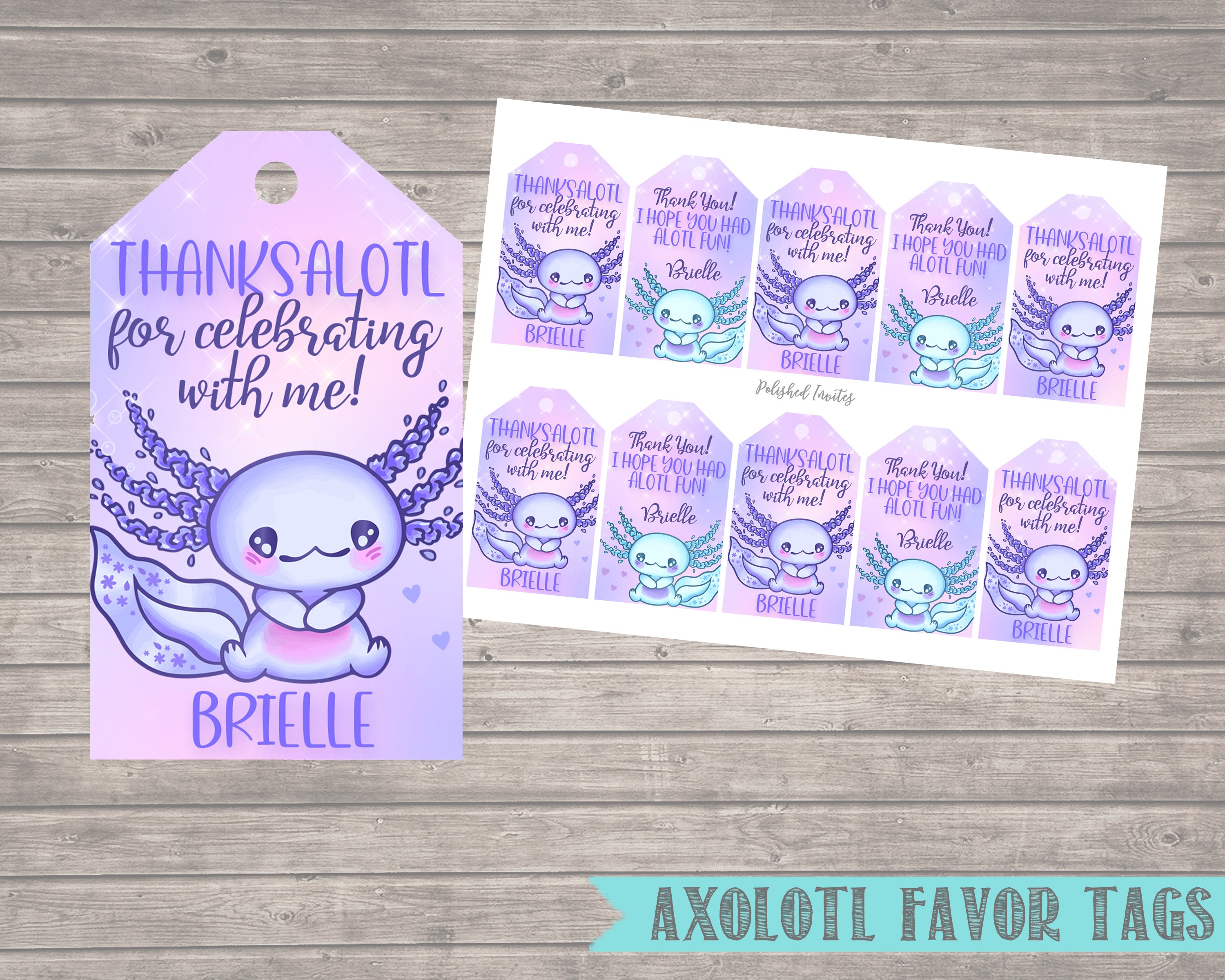Axolotl Favor Tags Axolotl Thank You Tags Axolotl Birthday - Etsy