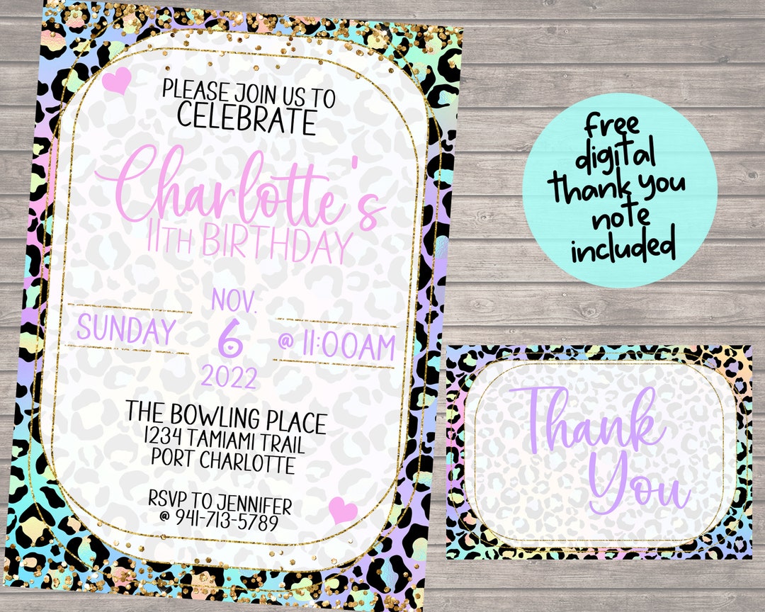 Pastel Rainbow Leopard Invitation Leopard Invitation Leopard Birthday ...