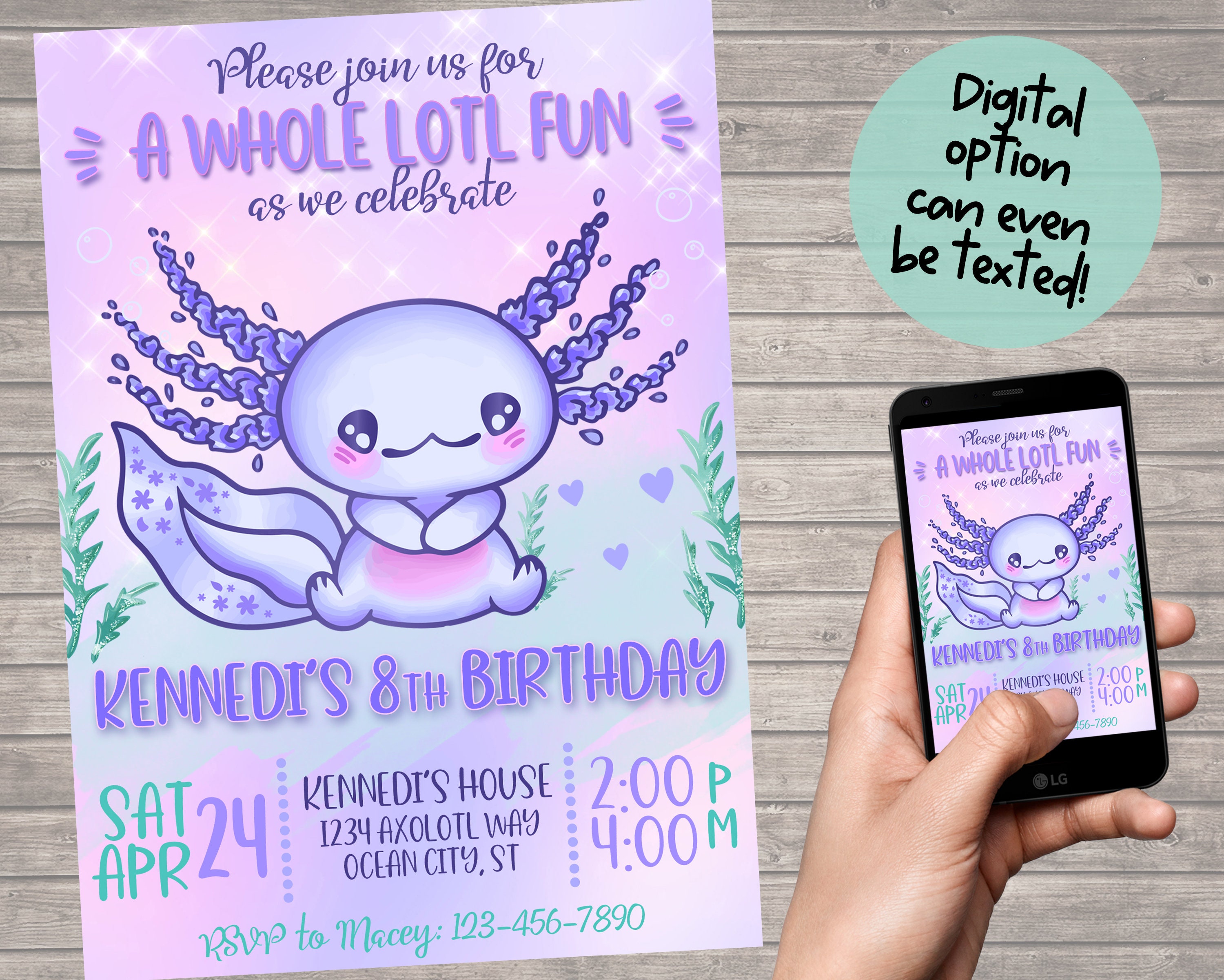 Axolotl Birthday Party Invitation Axolotl Birthday - Etsy Canada