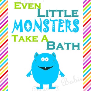 Kids Bathroom Digital Wall Art- Bathroom Rules- Monsters Theme- Unisex ...