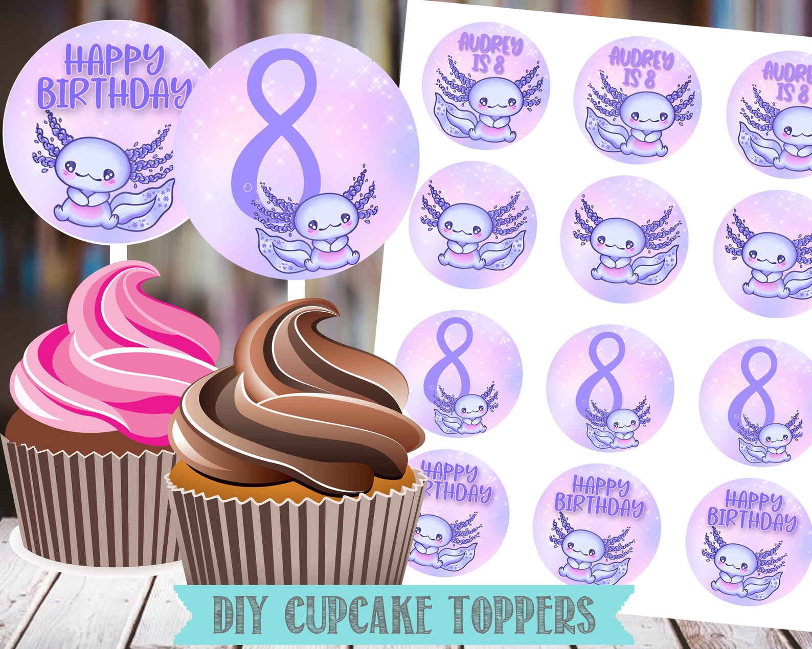 Axolotl Cupcake Toppers Axolotl Toppers Axolotl Birthday - Etsy UK