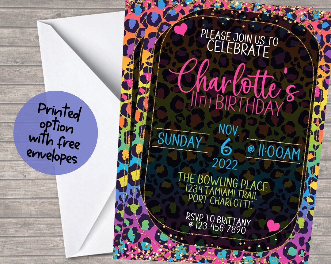 Rainbow Leopard Invitation Leopard Invitation Leopard Birthday ...