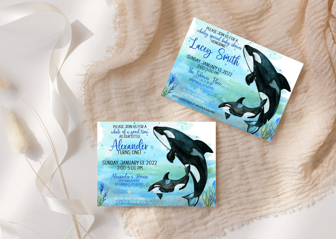 Orca Birthday Party Invitation Orca Invitation Orca - Etsy