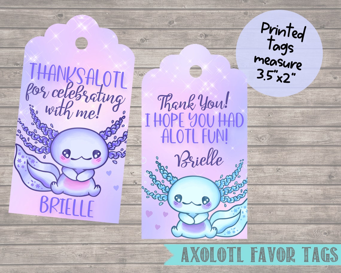 Axolotl Favor Tags Axolotl Thank You Tags Axolotl Birthday - Etsy