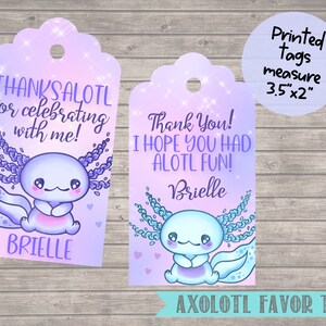 Axolotl Favor Tags Axolotl Thank You Tags Axolotl Birthday Party ...