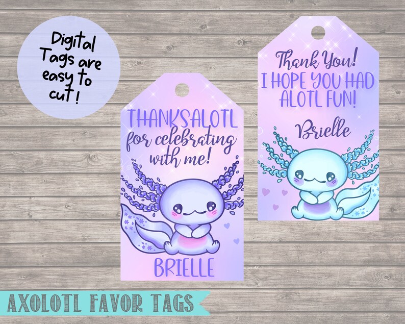 Axolotl Favor Tags Axolotl Thank You Tags Axolotl Birthday - Etsy