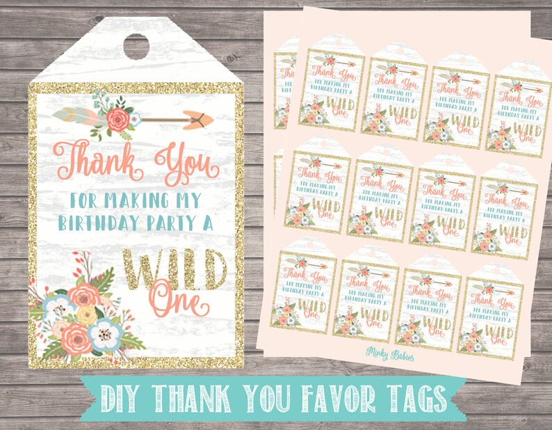 Wild One Favor Tags Wild One Thank You Tags-girl Wild One - Etsy
