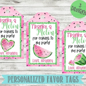 Watermelon Favor Tags Thanks a Melon Tags Watermelon - Etsy