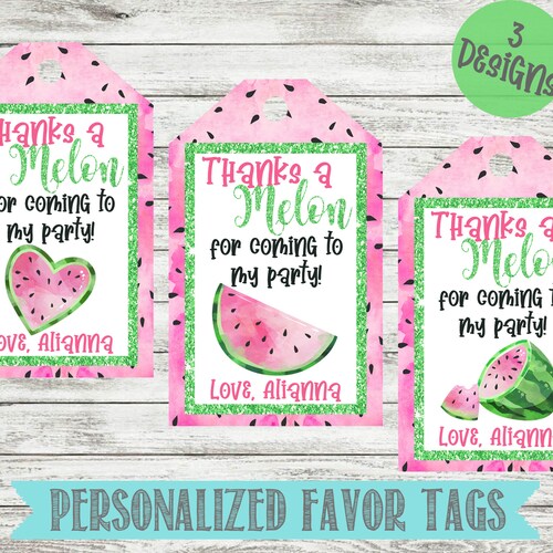 EDITABLE Watermelon Birthday Thank You Tags Favor Tags Thanks - Etsy