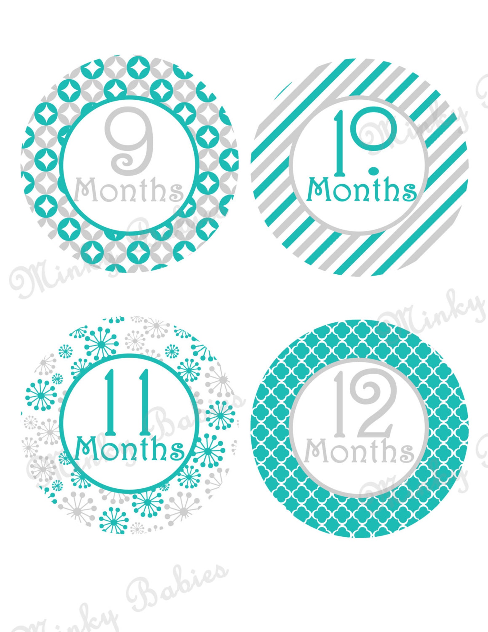 Digital Baby Monthly Milestone Stickers DIY | Etsy
