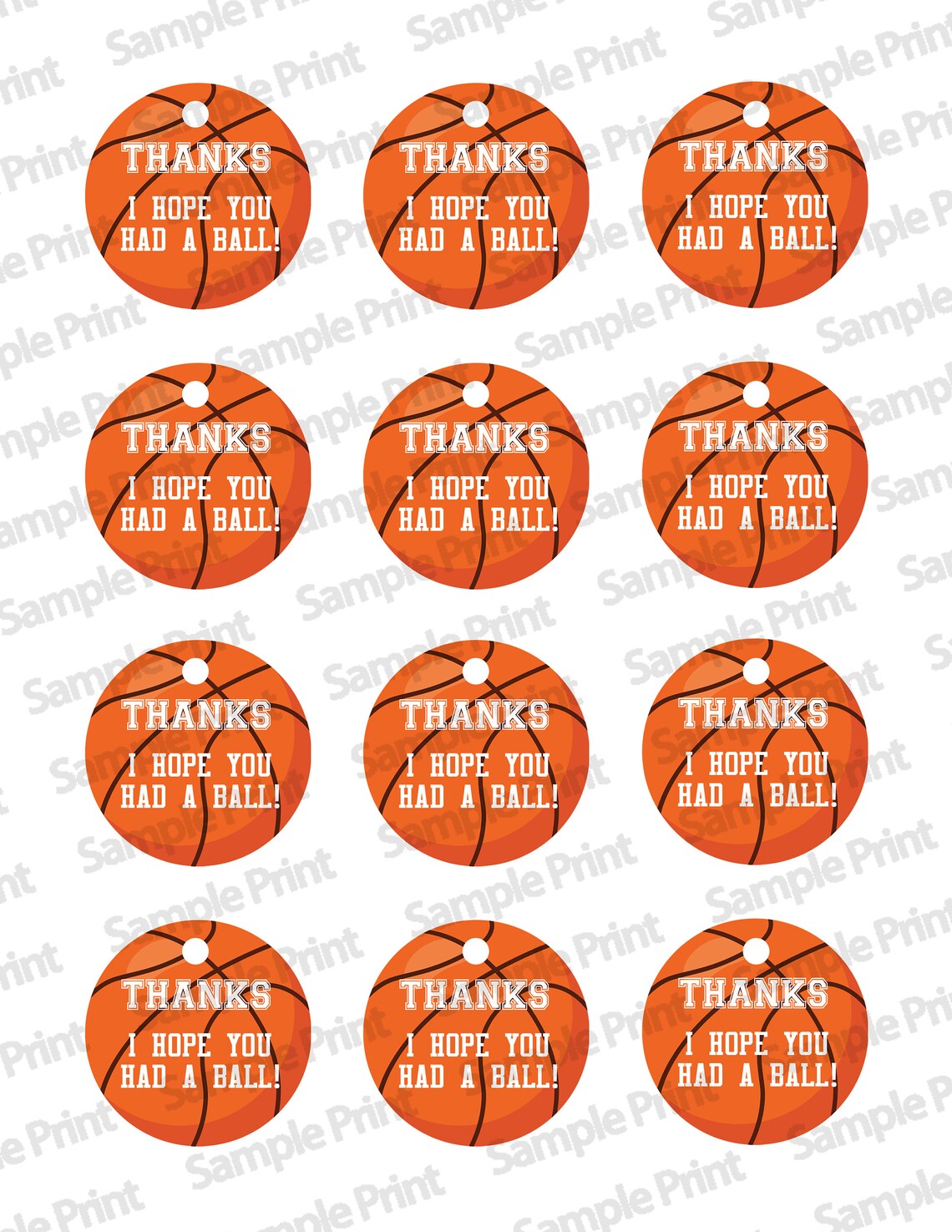 Basketball Favor Tags Basketball Thank You Tags Basketball - Etsy