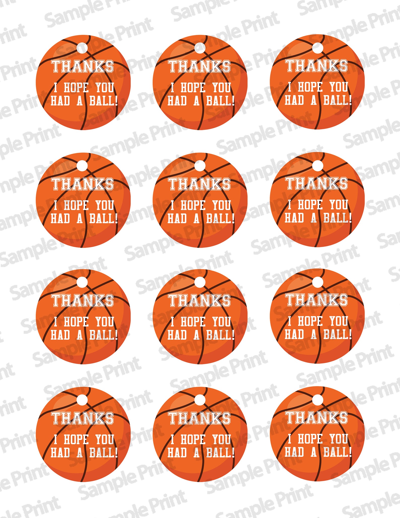 Basketball Favor Tags Basketball Thank You Tags Basketball - Etsy
