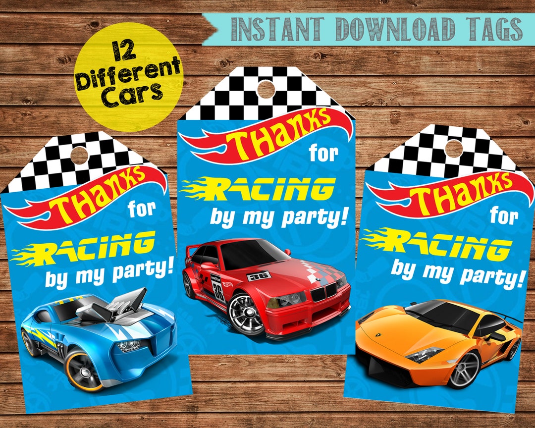 Race Car Favor Tags- Race Car Thank You Tags- Race Car Birthday-racing ...