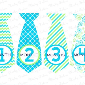 Digital Baby Monthly Milestone Stickers- DIY Printable-boys Ties-jpeg W ...