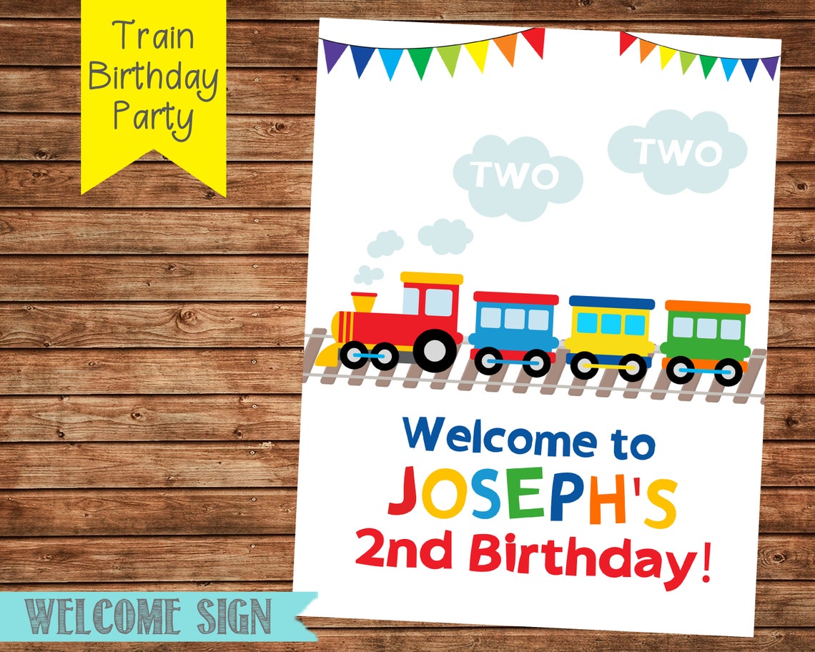 Train Birthday Welcome Sign Train Birthday Party Sign Train - Etsy