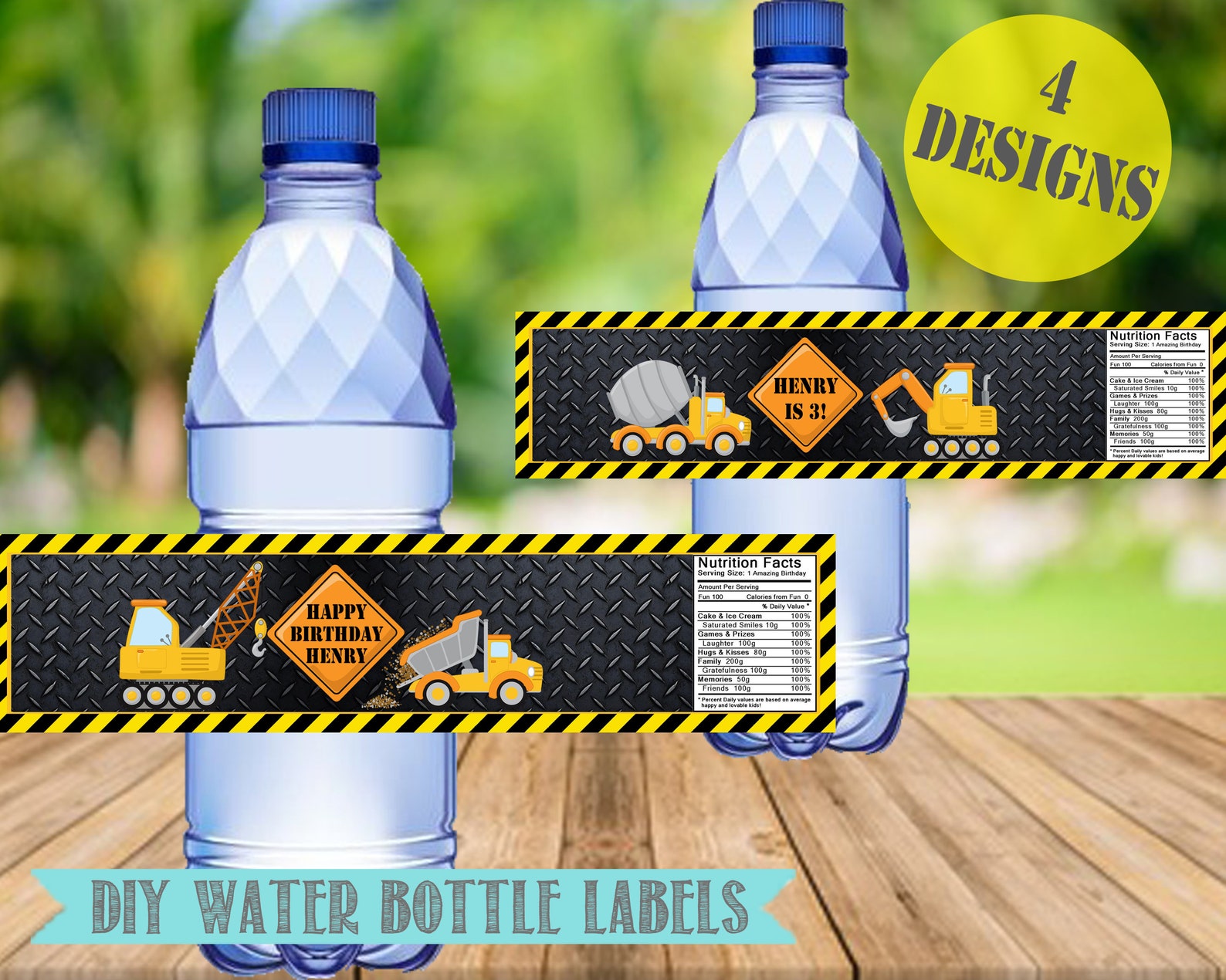 Construction Water Bottle Labels Construction Water Bottle | Etsy