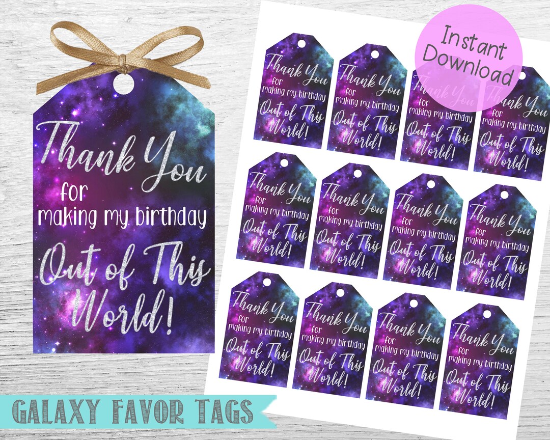 Galaxy Favor Tags- Galaxy Thank You Tags-galaxy Birthday-girls Galaxy ...