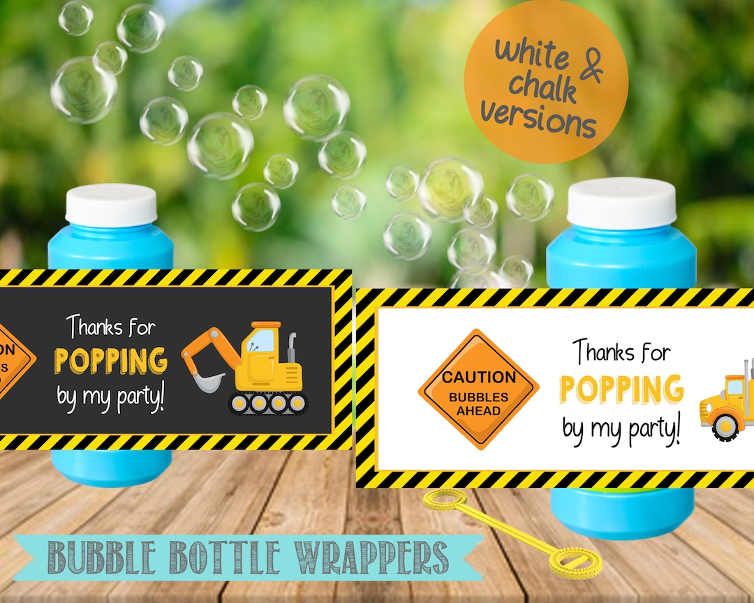 Construction Bubble Bottle Labels-construction Birthday Party Printable ...
