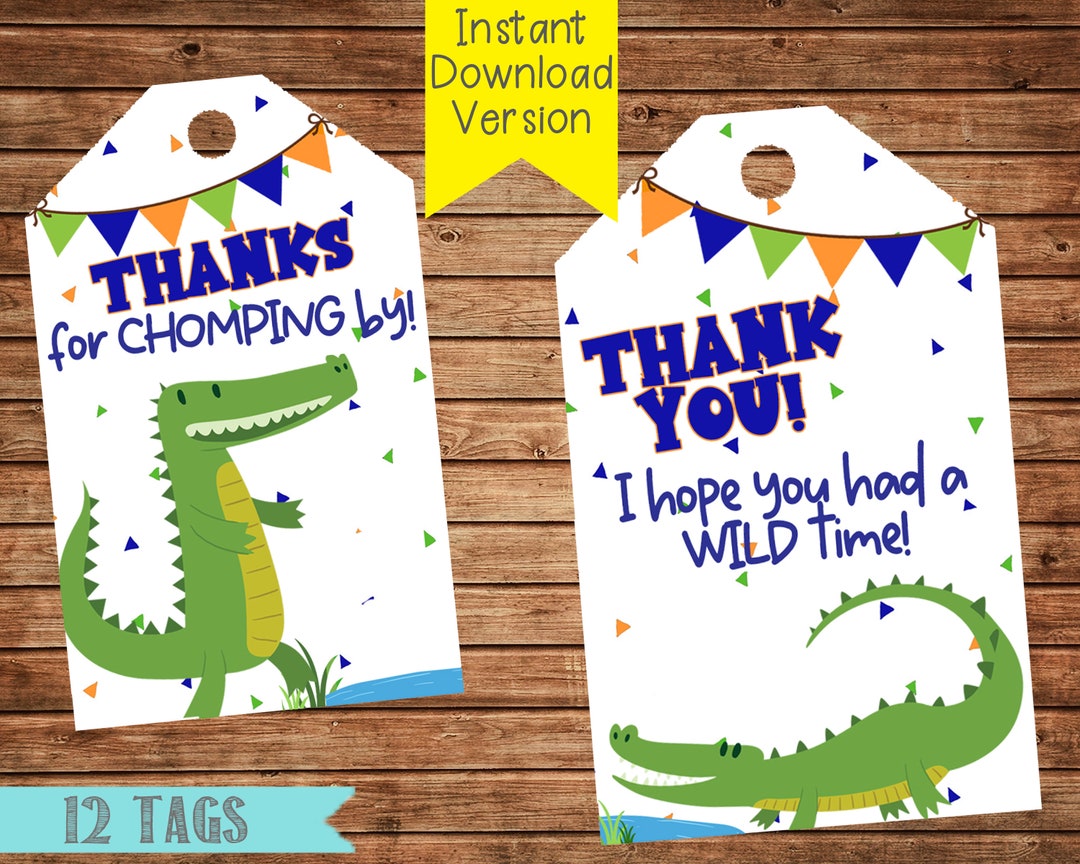 Alligator Favor Tags- Alligator Thank You Tags-alligator Birthday ...